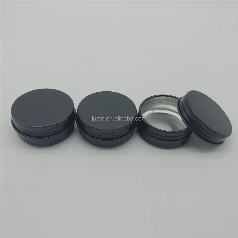 15ml Small Round Black Aluminum Tin Container Jar With Screw Top Lid 1/ ...