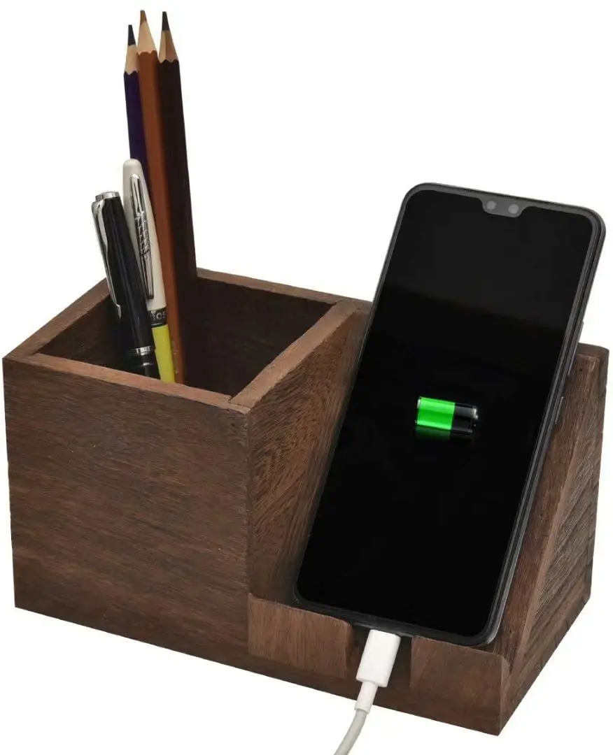 Custom Logo Acacia Wood Pen Storage Holder Pencil Organizer Stand ...
