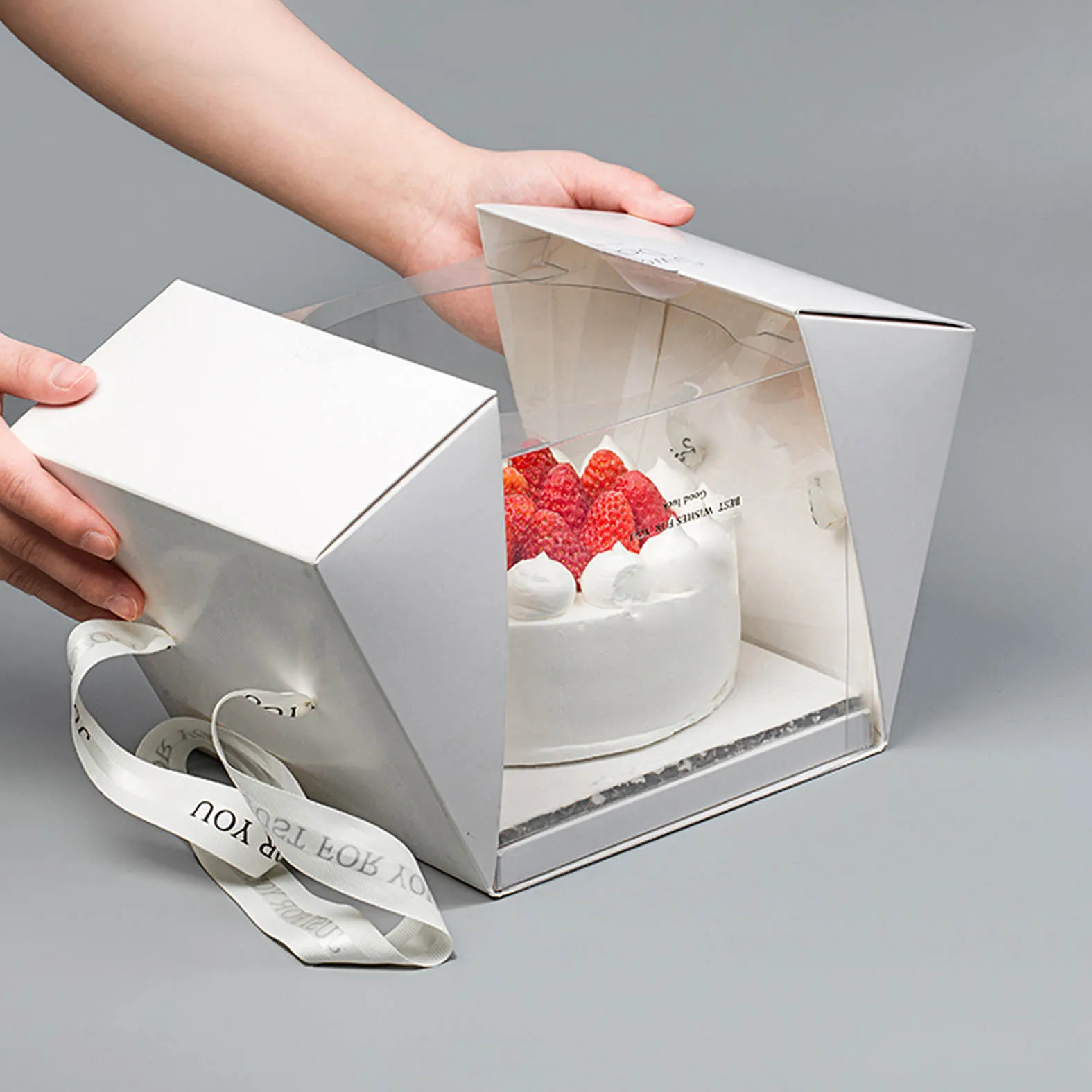 Custom Printing Logo Wedding Luxury Plastic Clear Transparent Cake Box ...