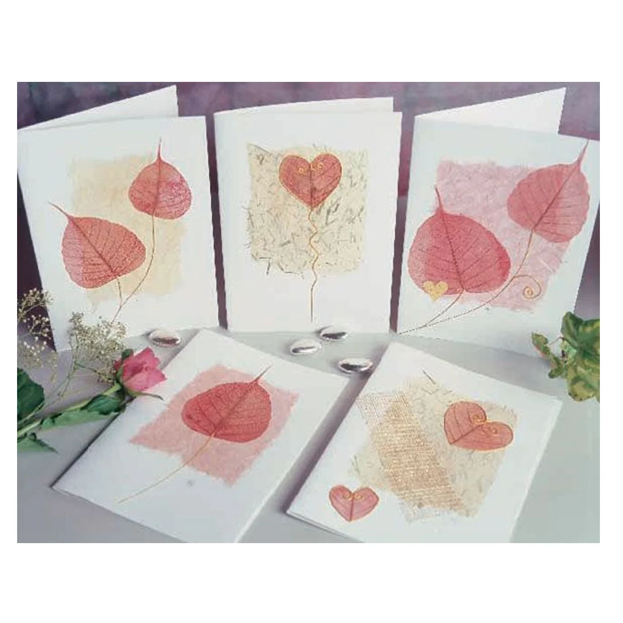 Handmade Skeleton Leaf Greeting Cards Made On Recycled Handmade Papers ...