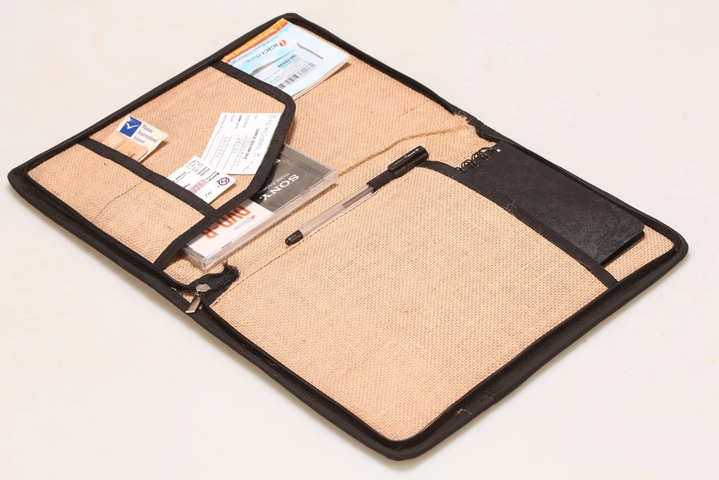 Stylish Brown A4 Jute Felt File Folder Organizer Fashionable Briefcase ...