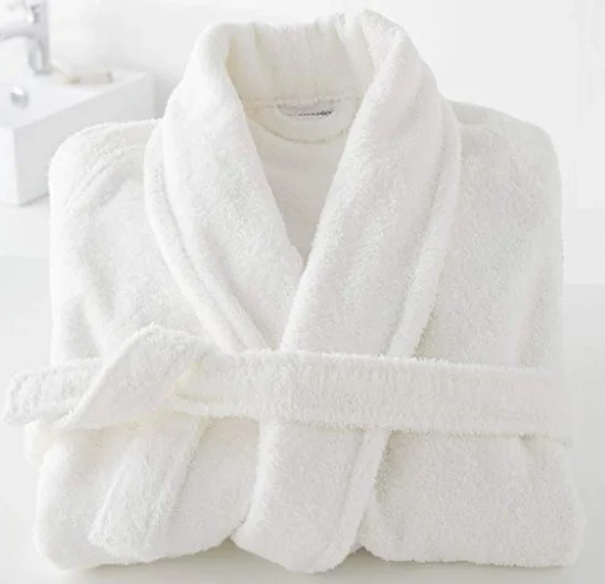 Terry White Cotton Bathrobe - Quick-Dry & Comfortable