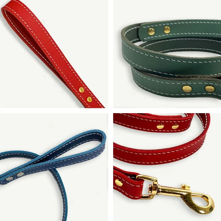 Classical Genuine Luxury Soft Pet Real Leather Dog Leash With Stitching ...
