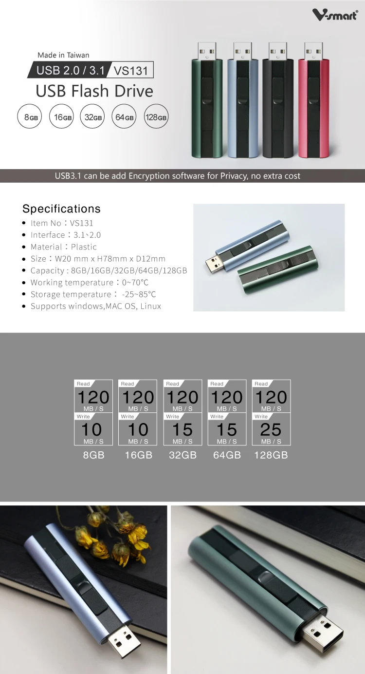 V-smart 256gb 128gb 64gb Custom Logo Printing Usb2.0/3.0 Pen Drive Usb ...