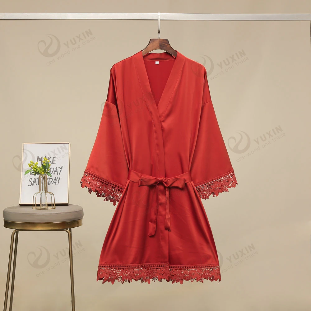 Soft Silk Satin Lace Bridal Robes Bride Silk Lace Bridesmaid Robes Plus ...