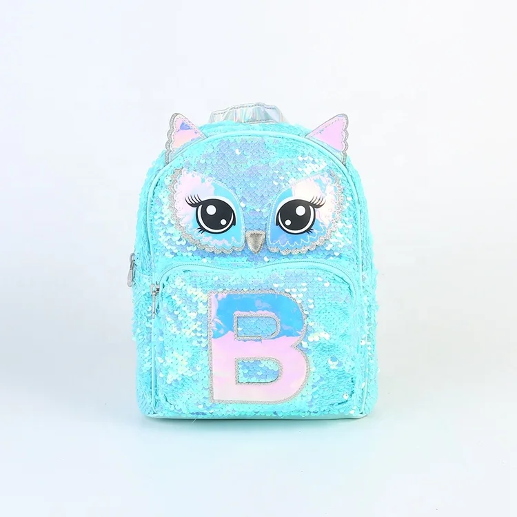 New Ladies Backpack Sequin Owl Fashion Travel Backpack Blue Sequin Laser Female Backpack Casual
