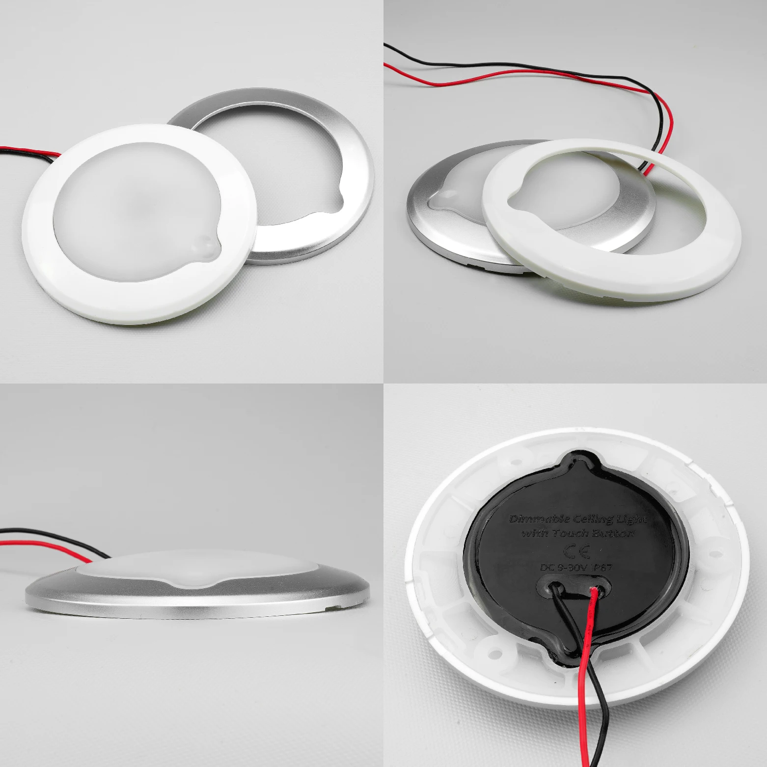 95mm 12V 24V RV LED Dome Light - Warm White, Simple Style