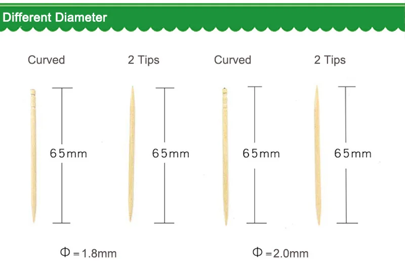 Natural Individually Paper Wrapped Flavored Colored Mint Bamboo Toothpick