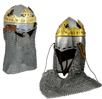 Medieval Knight King Richard Lionheart Crown Helmet Silver Color With ...