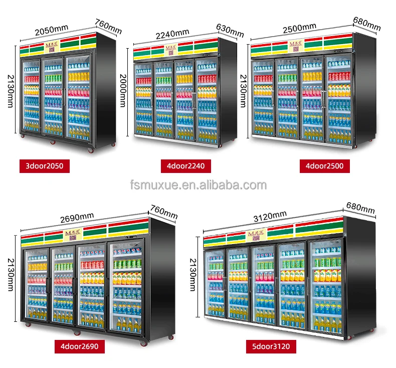 MUXUE Commercial Beverage Cooler Single-Temperature Upright Showcase ...