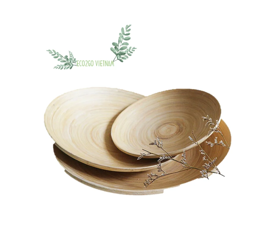 Best Choice 2024 Natural Spun Bamboo Plate And Bowls Reusable Made Of ...
