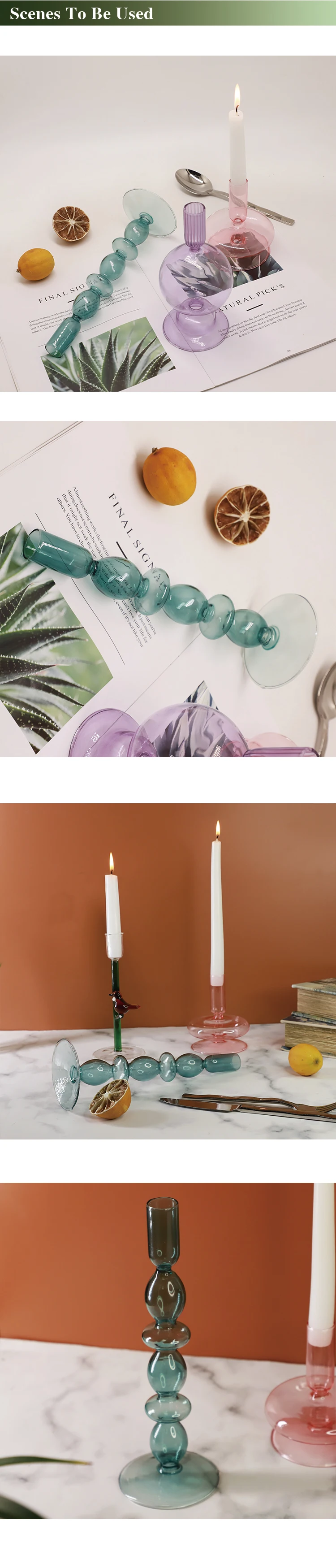 Nordic Colored Borosilicate Glass Candle Holder - Home Decor