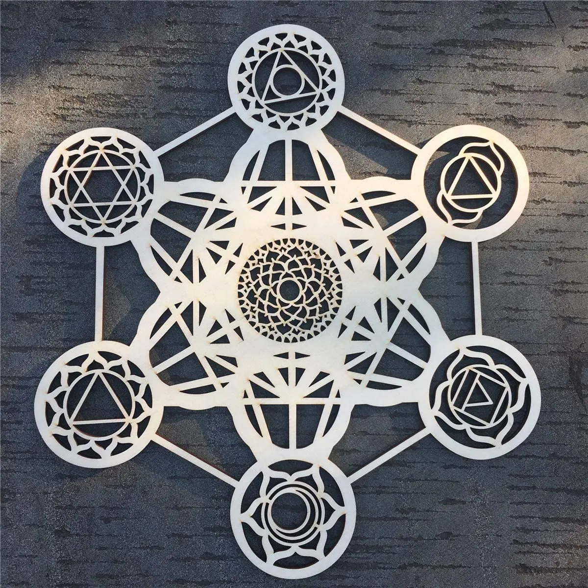 Sacred Geometry Wall Art Sri Yantra Chakras Wooden Hanging Board Laser ...