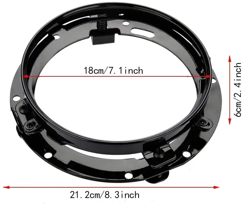 Black Chrome 7inch Round Headlight Ring Mounting Bracket