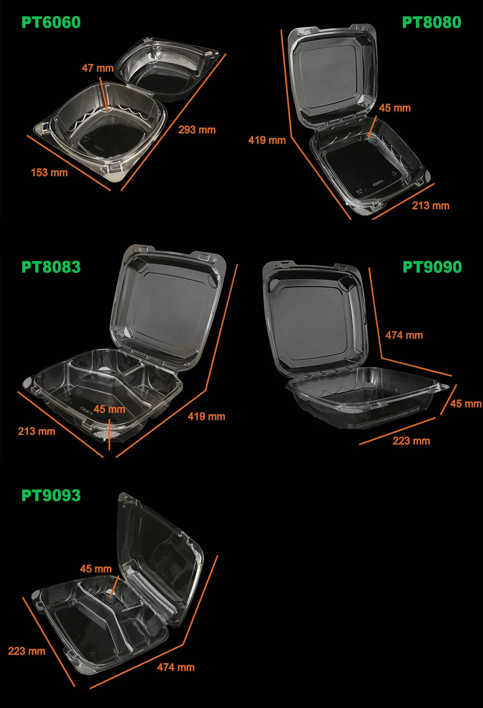 Rpet 일회용 3 구획 힌지 식품 쿠키 플라스틱 상자 컨테이너 - Buy Recycled Pet 3 Compartment ...