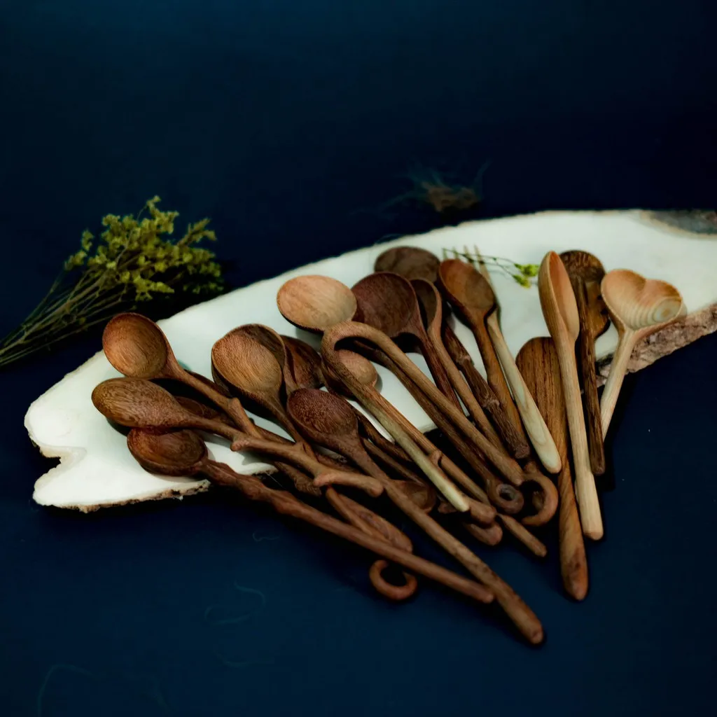 New Arrival Hot Wooden Tea Spoon And Fork Set Cooking Utensil ...