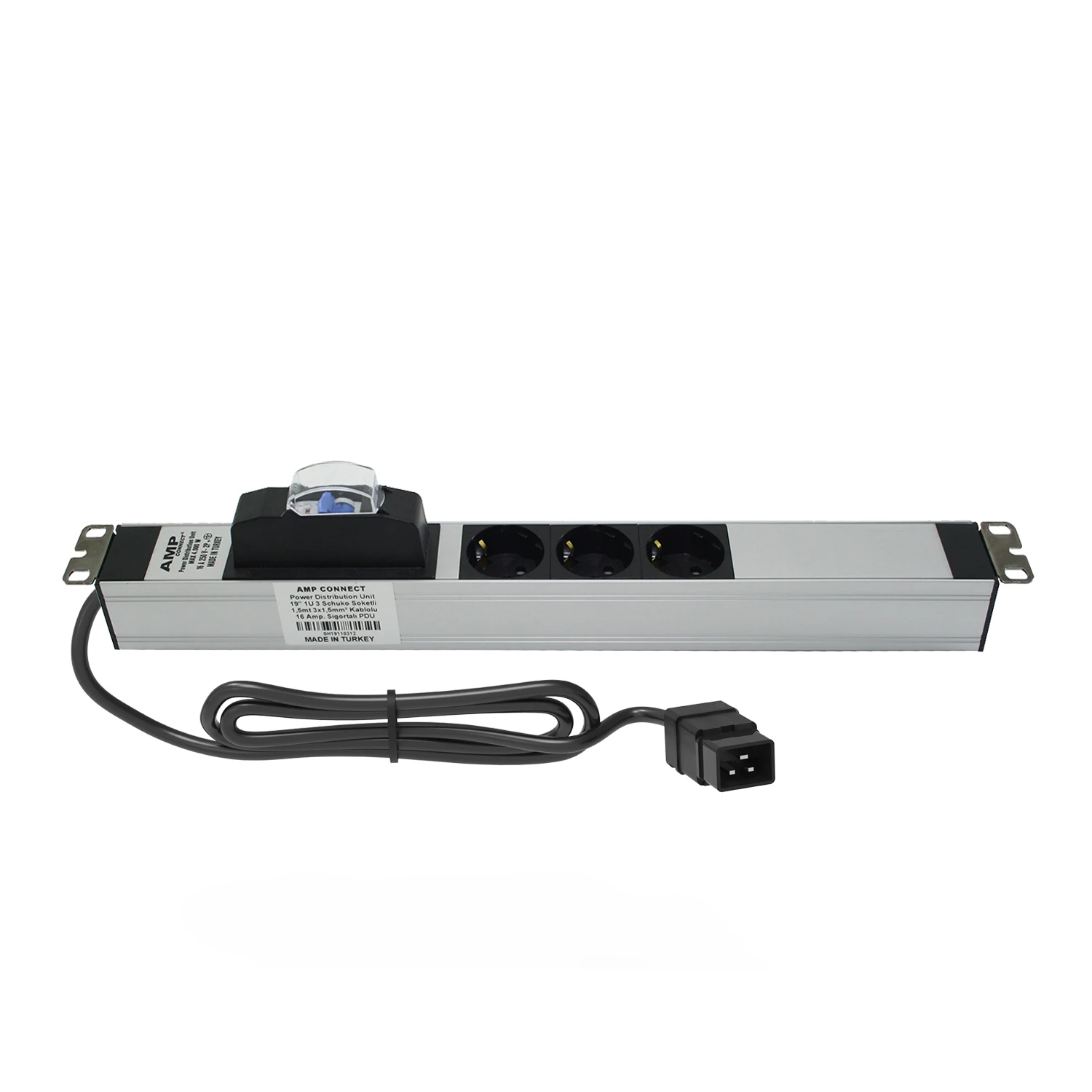 19 Inch 3 Way 1u German Socket Circuit Breaker Rack Mount Pdualuminum ...