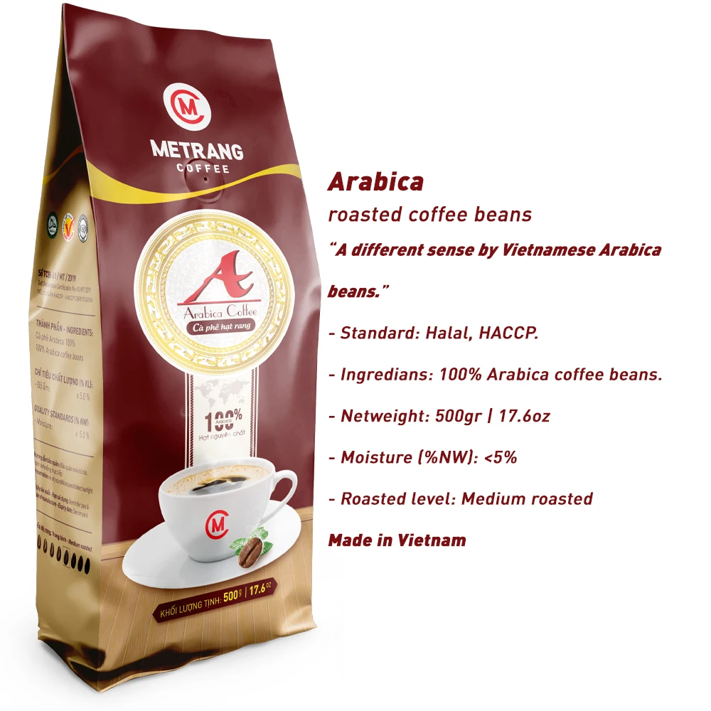 Medium Roast Arabica Coffee Beans - Caffeinated & Whole