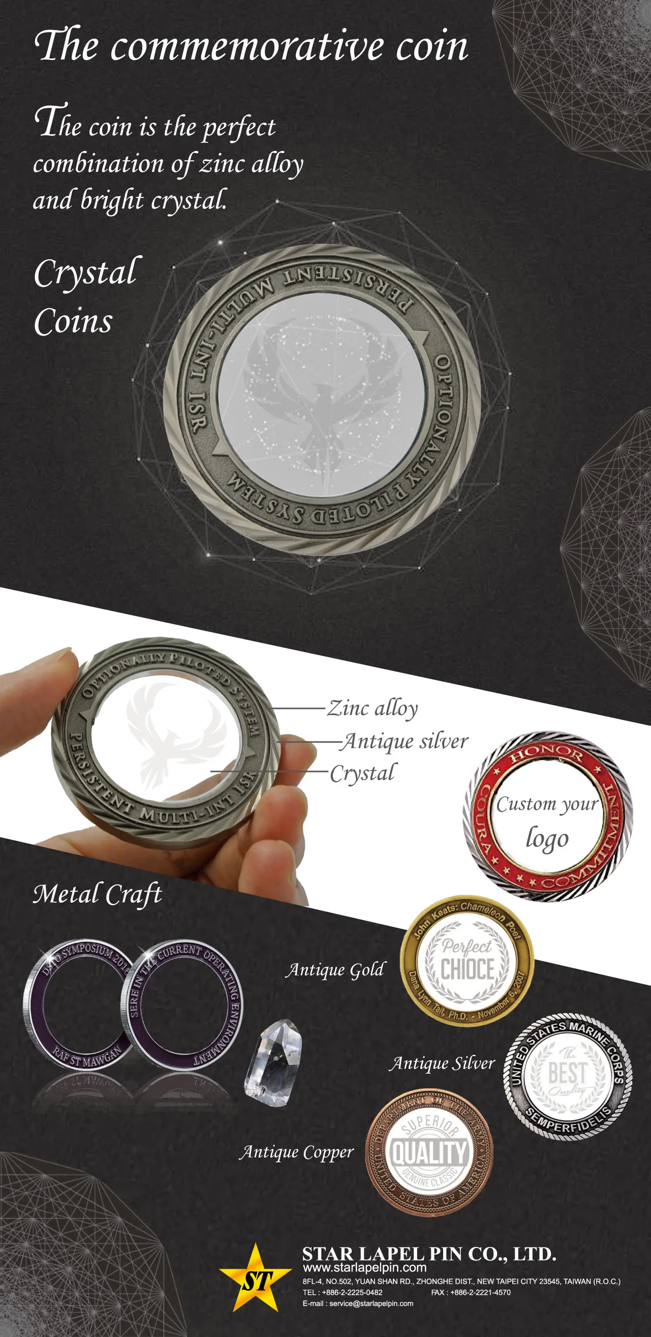 Zinc Alloy Commemorative Crystal Coins - Souvenir Gifts