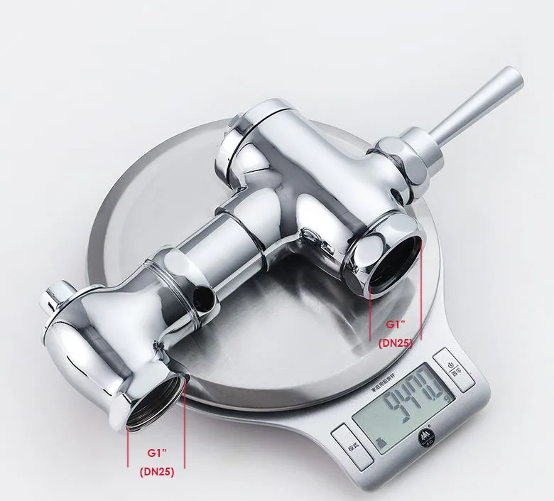 Brass Exposed Hand Control Toilet Flush Valve Chrome Plated Lever Flush ...