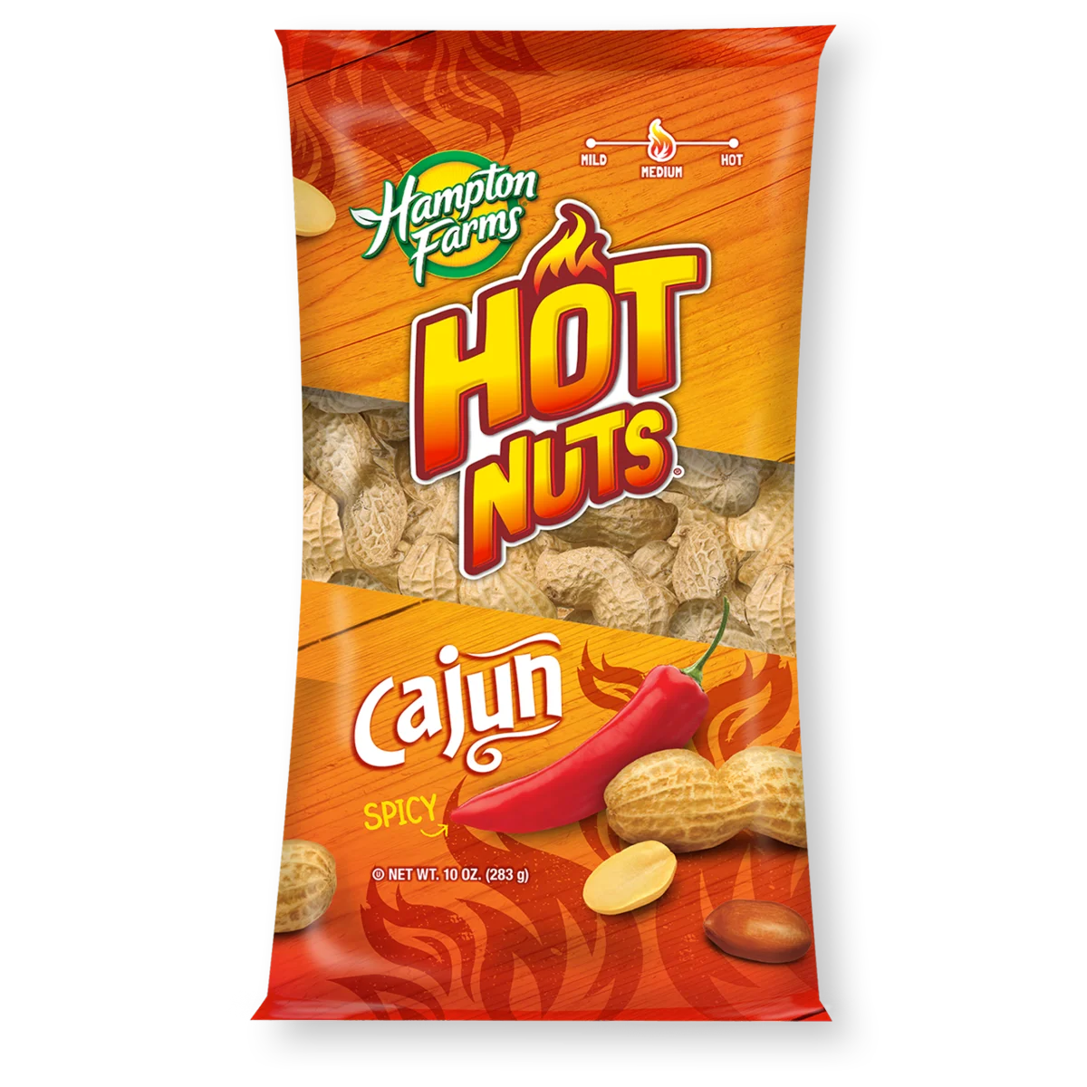 Hampton Farms Hot Nuts Cajun Spicy Peanuts - 10 Oz