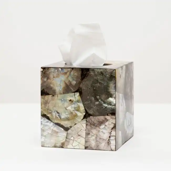 Elegant Square Mother of Pearl Tissue Box Cover - Decorative Mosaic ...