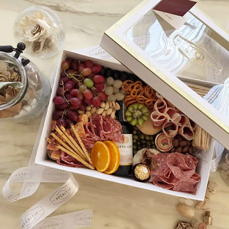 White Cake Grazing Boxes Different Sizes Cardboard And Plastic Window ...