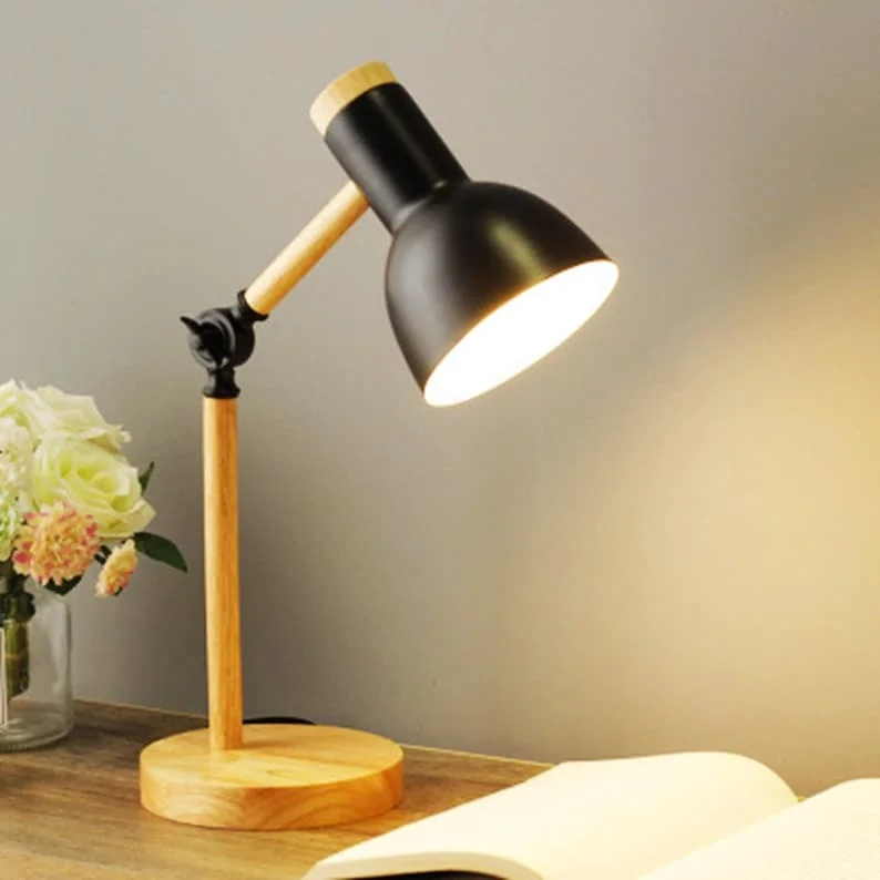 Modern Wooden Folding Desk Lamp - Warm White LED Lighting