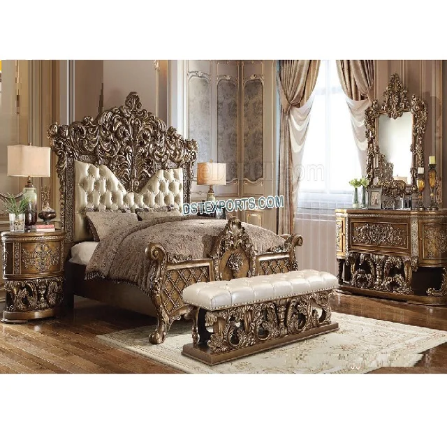 Cama De Madera De Teca Tallada Tradicional,Diseño De Maharaja,Doble ...