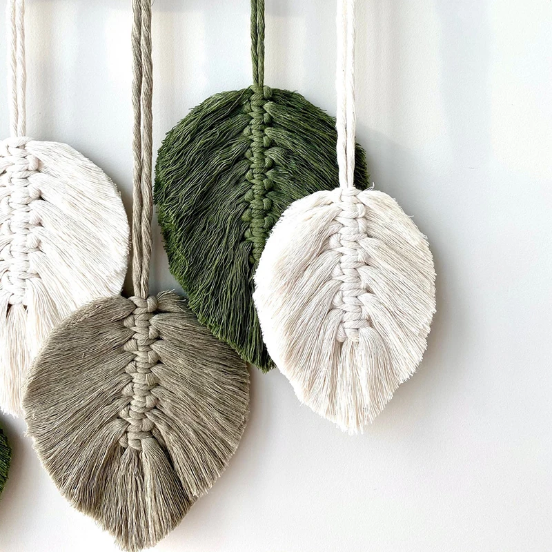 Pretty Green Leaf Shape Macrame Wall Hanging Decor Wholesale