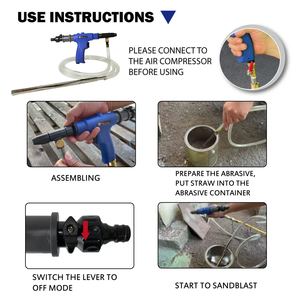 Air Sand Blaster Gun With Siphon Tank Feed Tool Kit Sandblasting ...