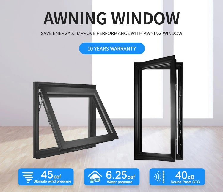 Aluminum Chain Winder Awning Window - Double Glazed Glass