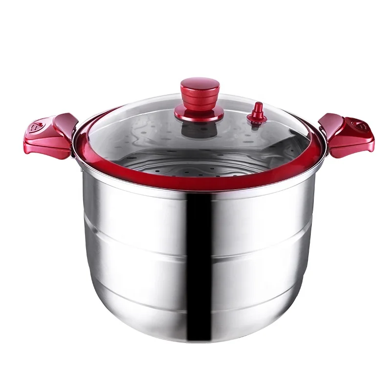 201 Stainless Steel Low Pressure With Non-slip Silicone Handles Pot ...