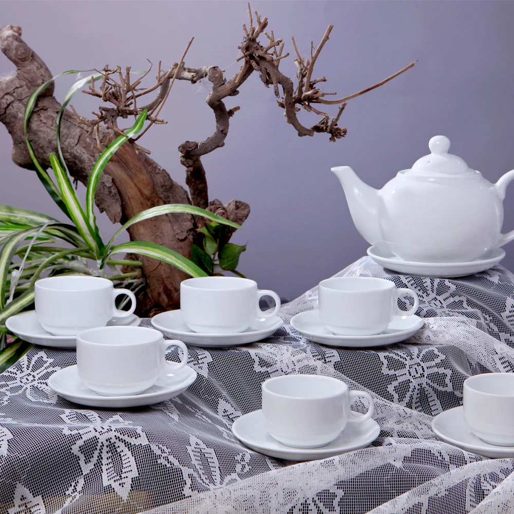 OEM Oval Tea Set - High Quality Oval Porcelain Tea Set with 6 Cups and ...