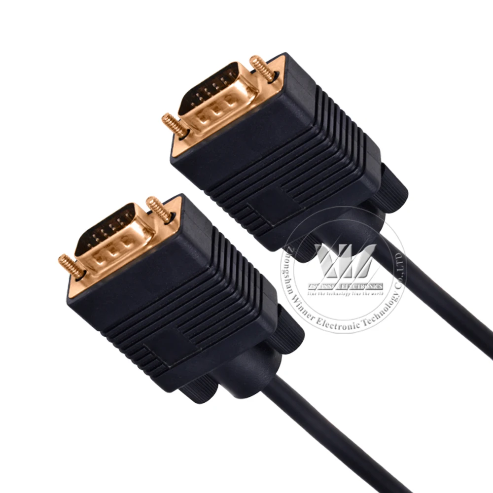 HD 15 Pin Black Male to Male Gold VGA Cable for Samsung TV
