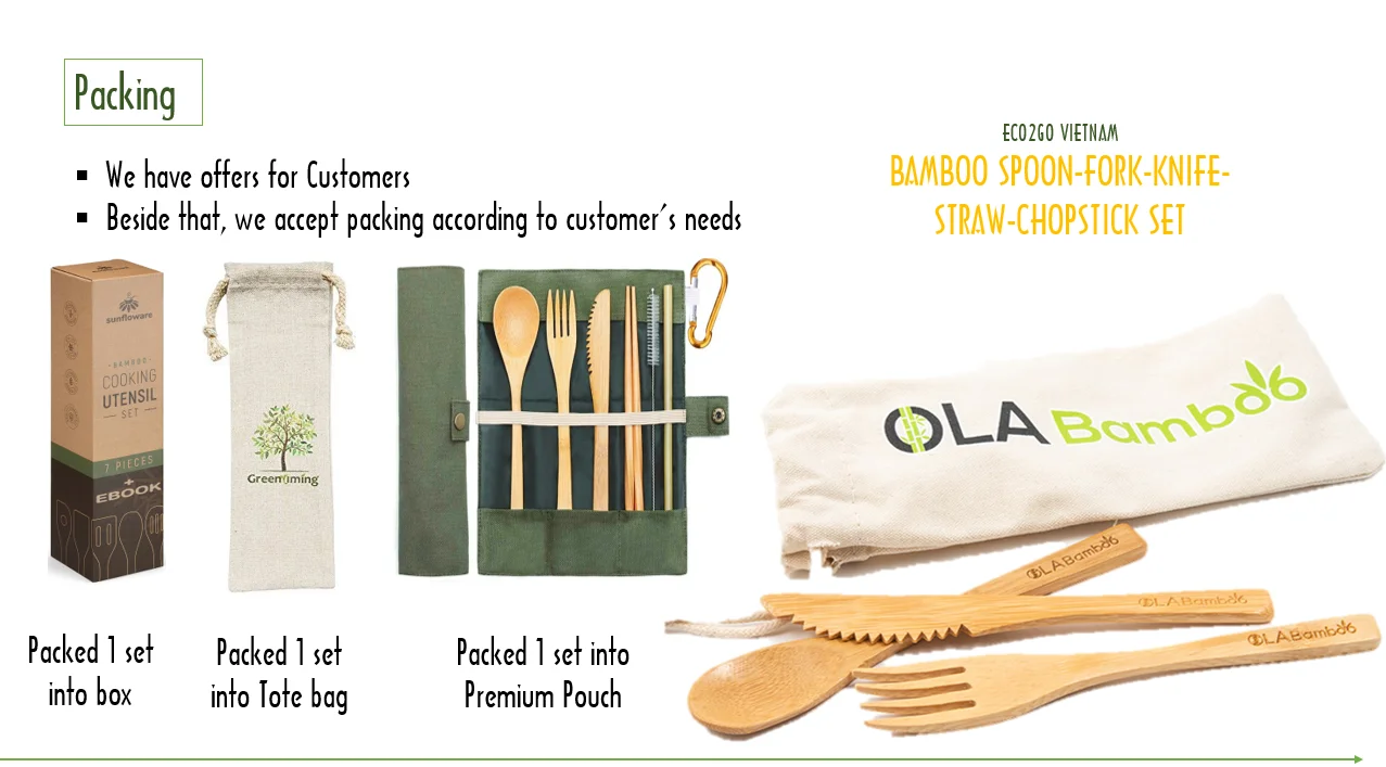 Non-toxic Eco-friendly Natural Bamboo Handle Cutlery Travel Set Free ...