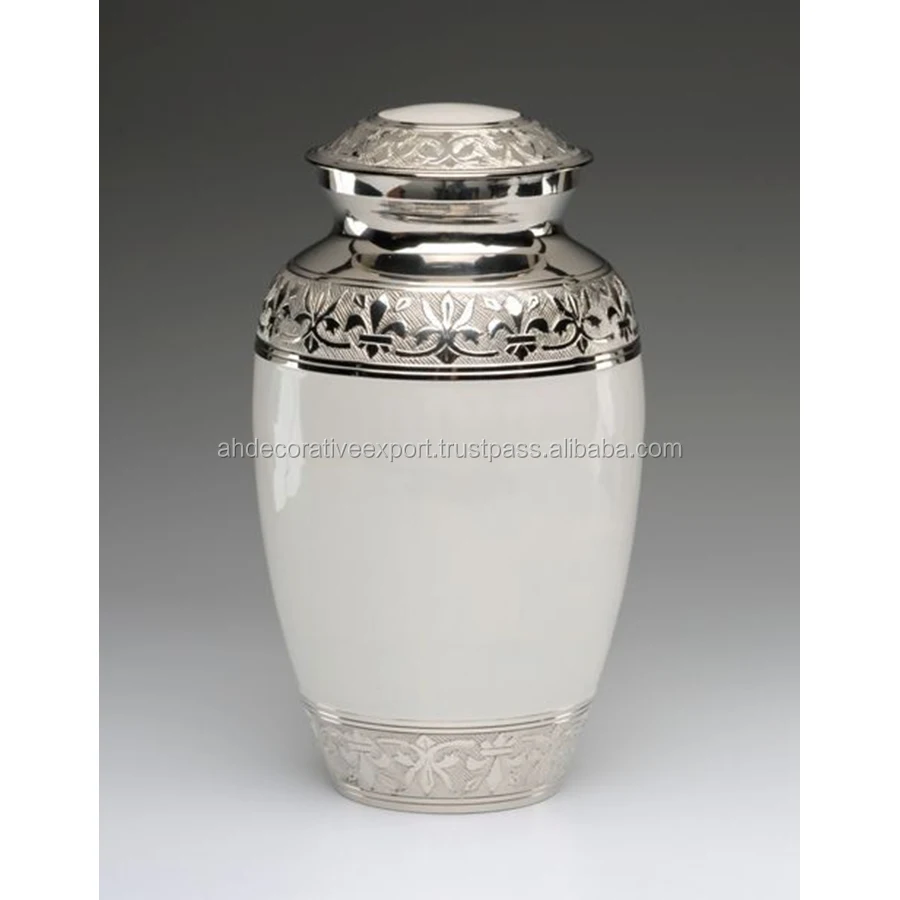 Traditional Designing Aluminum Cremation Urn Handmade Flower Designing ...