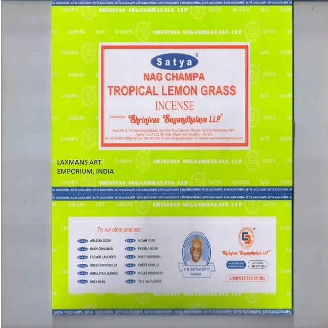 Shop Our 2024 Satya Brand Lemon Grass Masala Incense Sticks