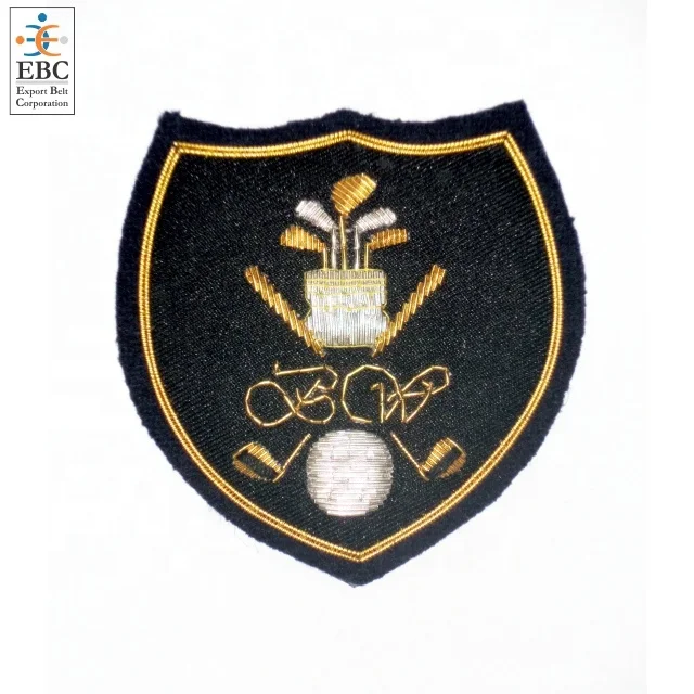 Wholesale Blazer Badge Hand Embroidered Gold & White Wire Customized ...