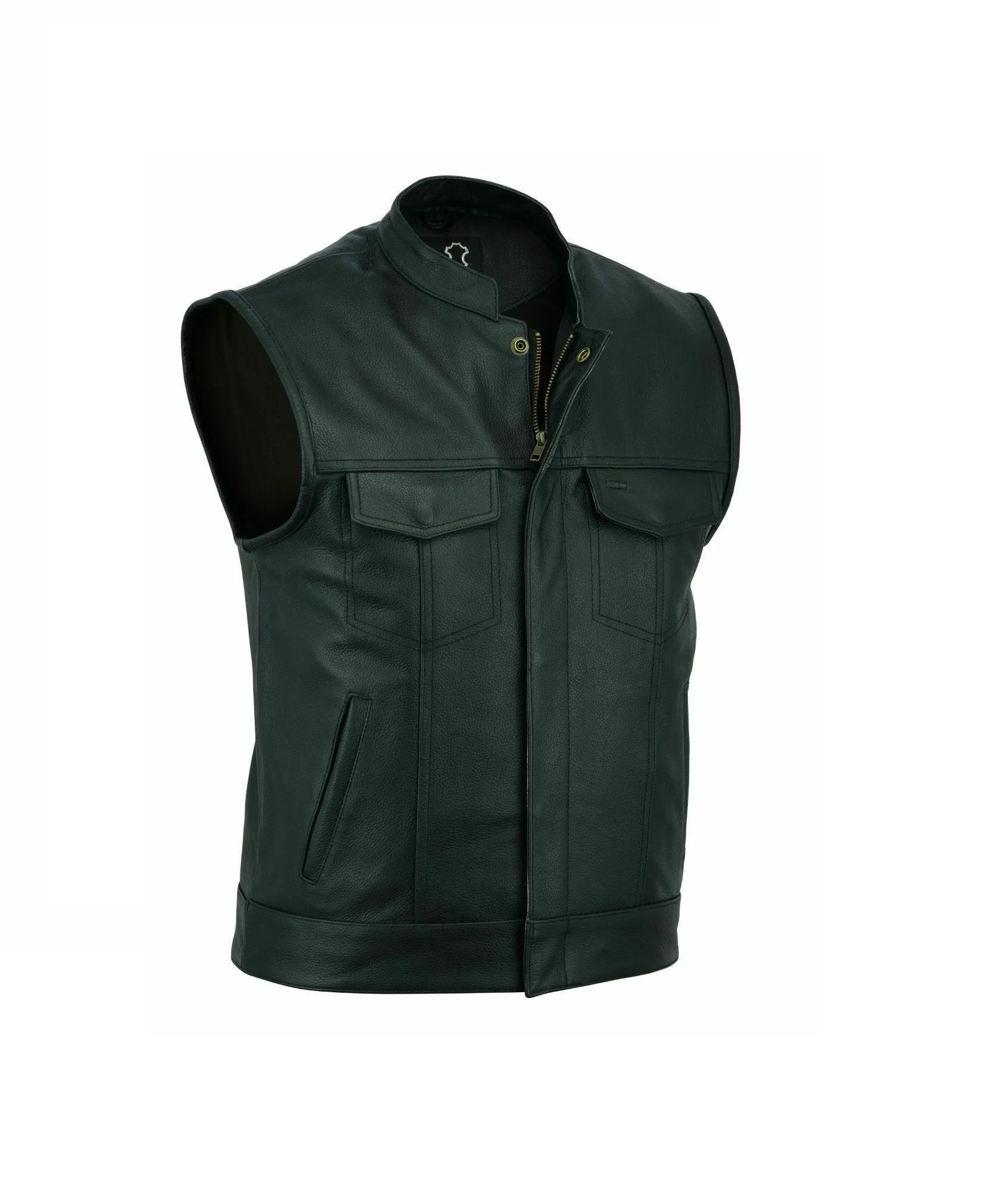Custom Mens Motorbike Real Leather Full Grain Cut Off Waistcoat Vest ...