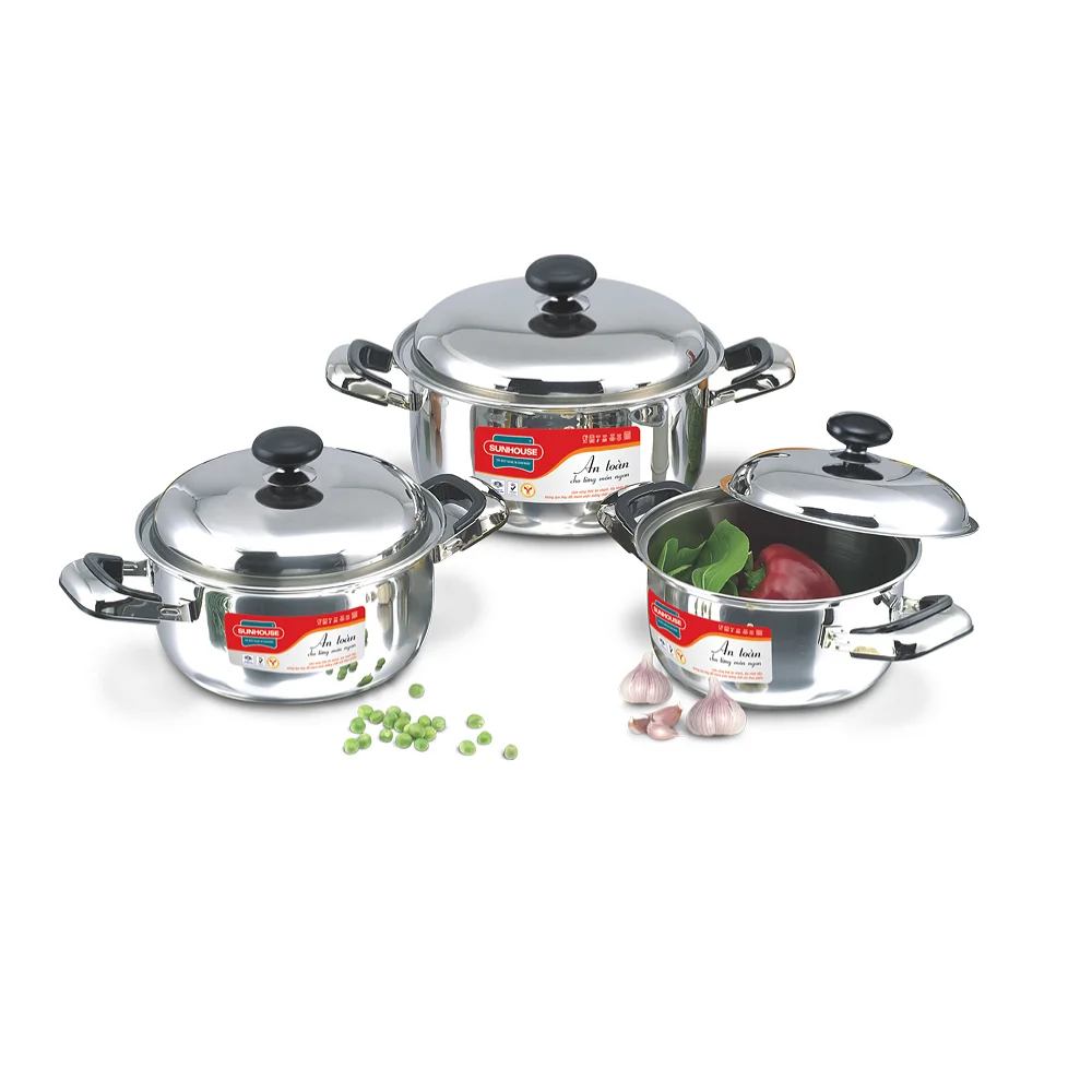 High Quality Stainless Steel Cookware Set: 3 Stainless Steel Pots ...