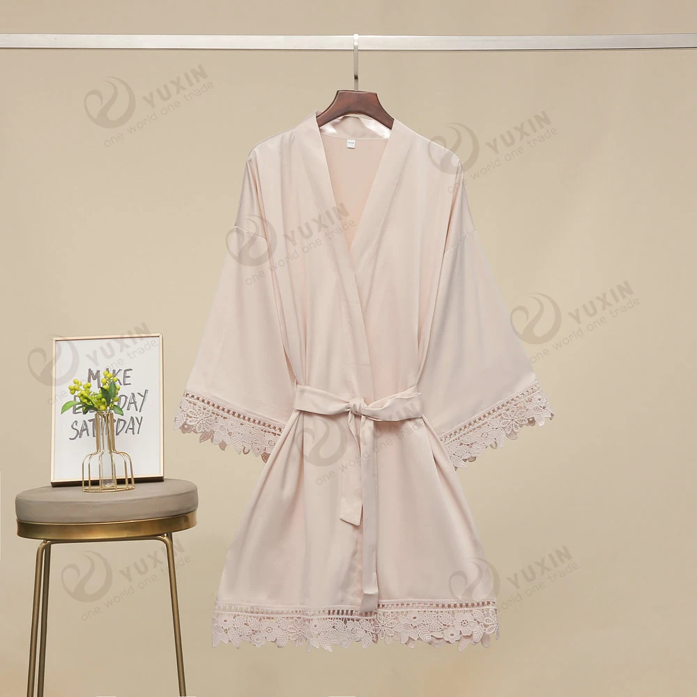 Soft Silk Satin Lace Bridal Robes Bride Silk Lace Bridesmaid Robes Plus ...