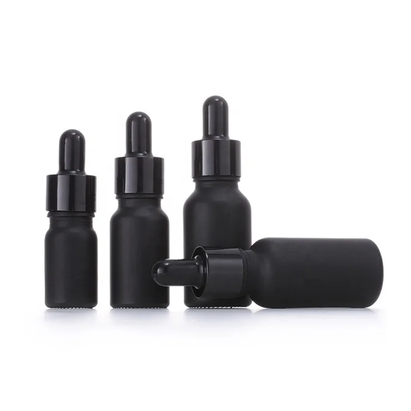 Matte Black Glass Bottles - Perfect for Cosmetics & Oils