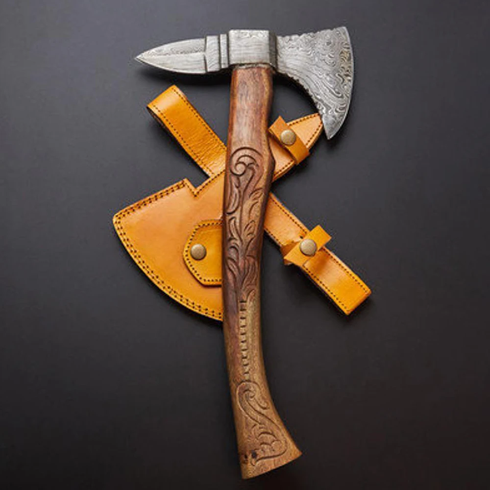 Top Quality Handmade Damascus Steel Axe Hatchet Outdoor Camping Tool ...