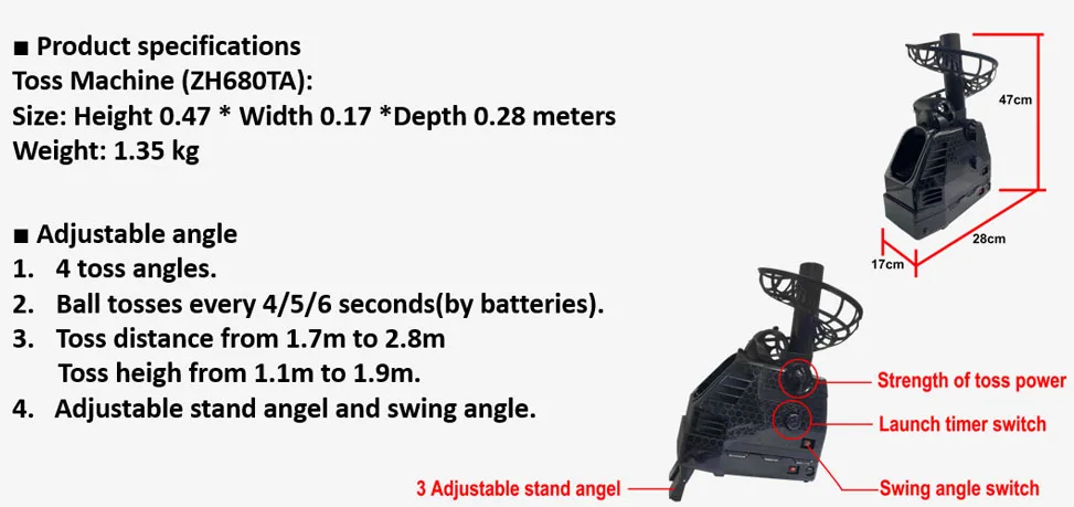 Tennis Batting Training Aides - Launch Toss Machine by GLOMFORCE