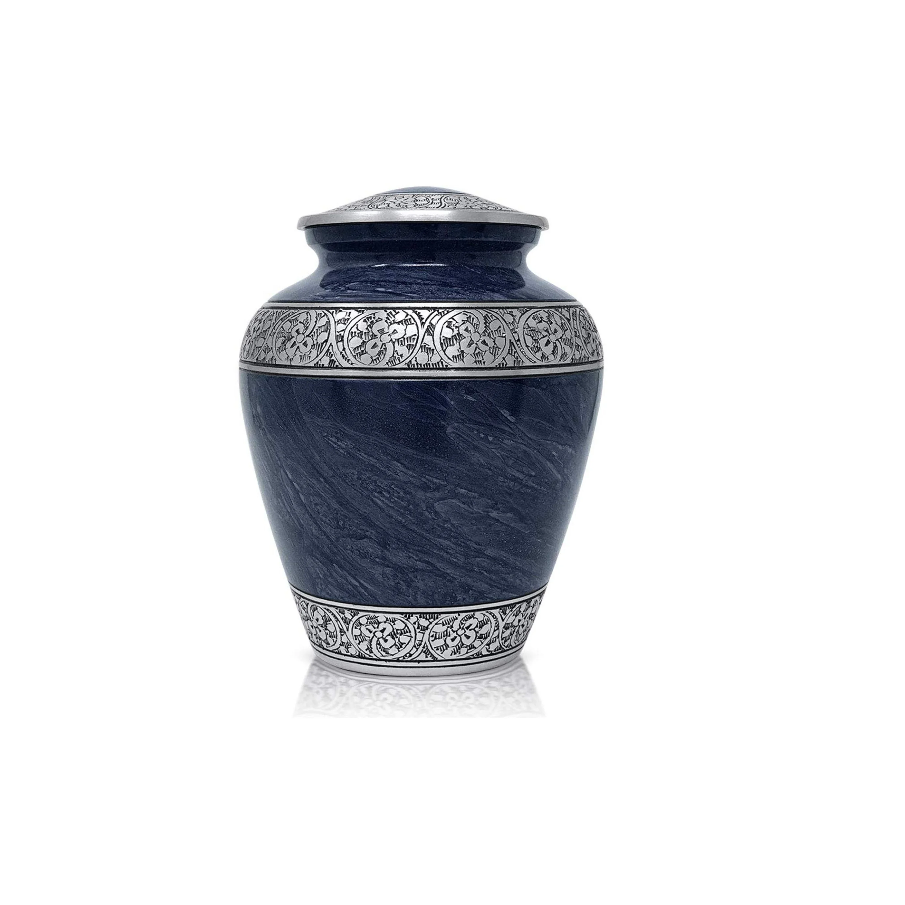 Aluminium Blue Fire Cremation Urns With Beautiful Hand Engraving ...