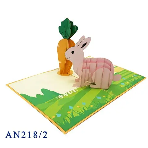 Cute Bunny Greeting 3d Pop Up Card Paper Laser Handmade Animal Gift ...