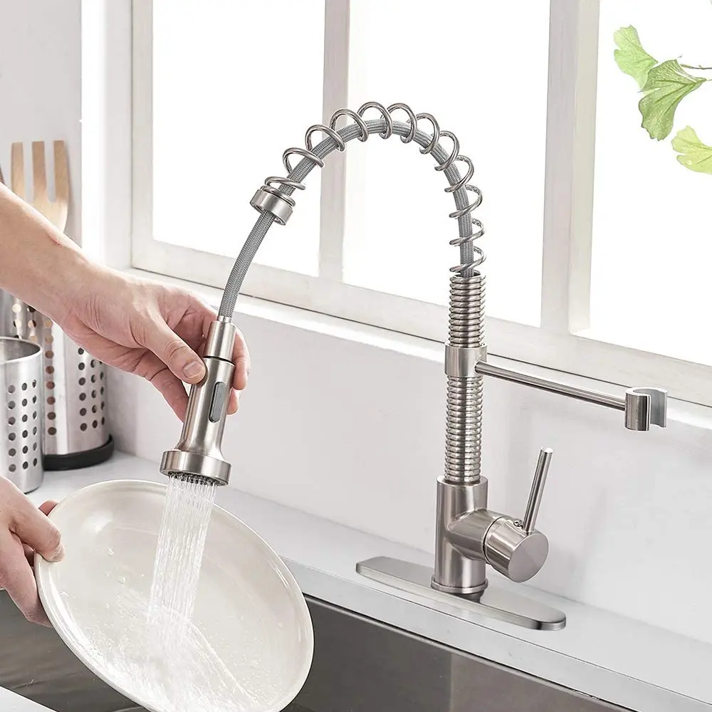 Flexible Pipe Pull Out Sprayer Head Folding Kitchen Mixer