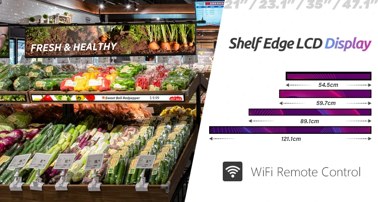 23.1 Inch High Resolution Supermarket Shelves Stretched Lcd Display Bar ...