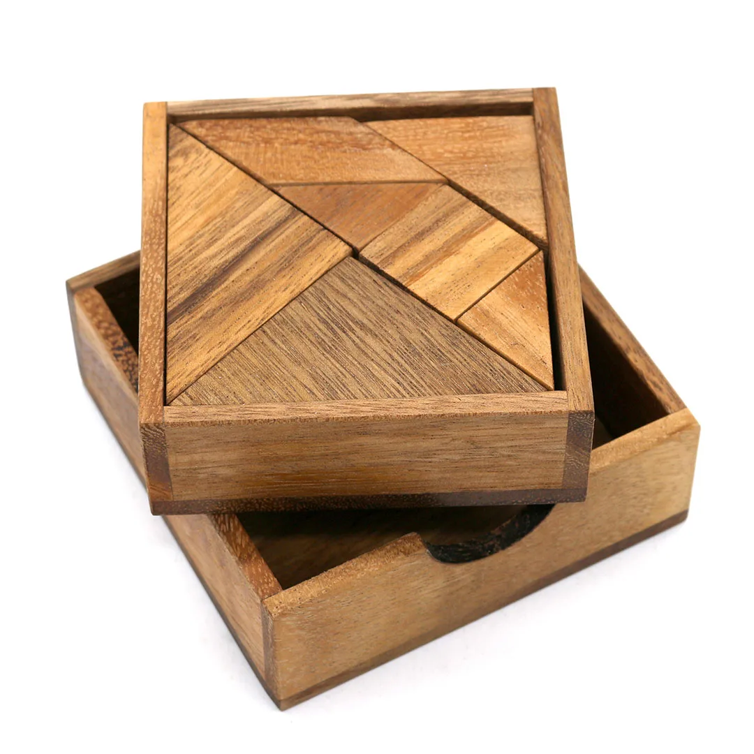 Twin Tangram Dissection Puzzles Wooden In Box For Kids Educational ...